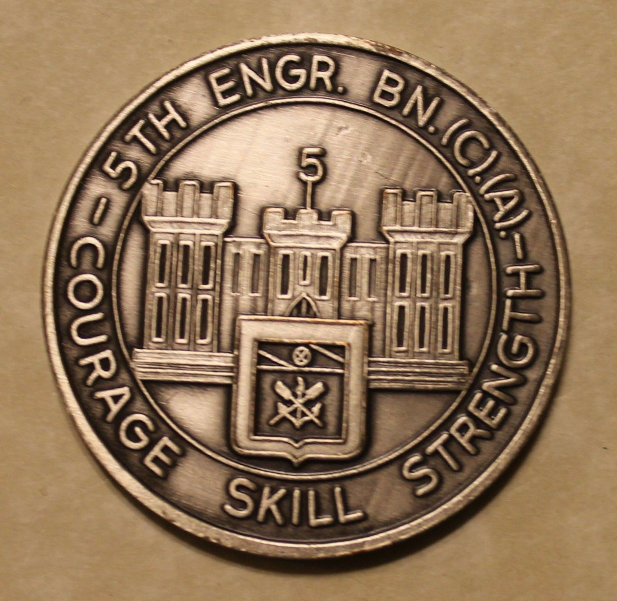 5th Engineer Battalion Combat ser#462 Antique Silver Finish Army Chall ...