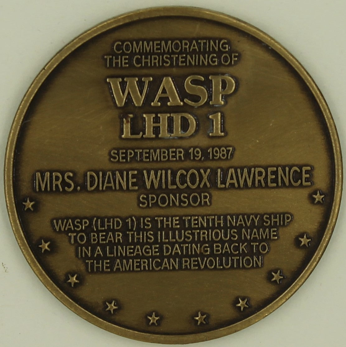 USS Wasp LHD-1 Christening 1987 Navy Challenge Coin – Rolyat Military ...
