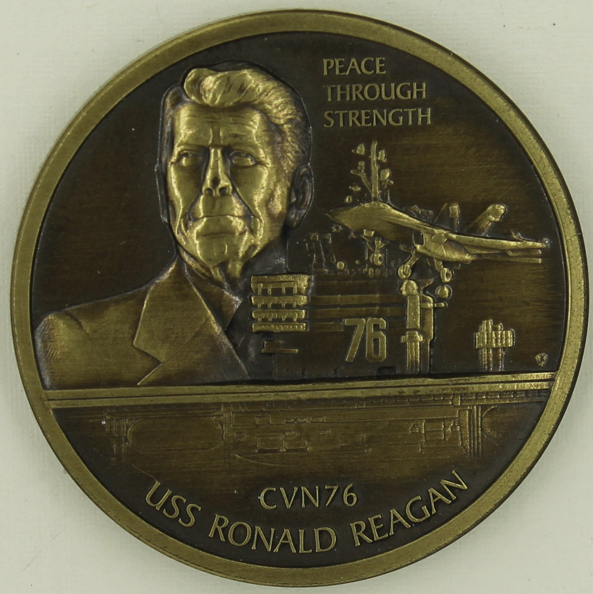 USS Reagan CVN-76 Aircraft Carrier 40th President Navy Challenge Coin ...