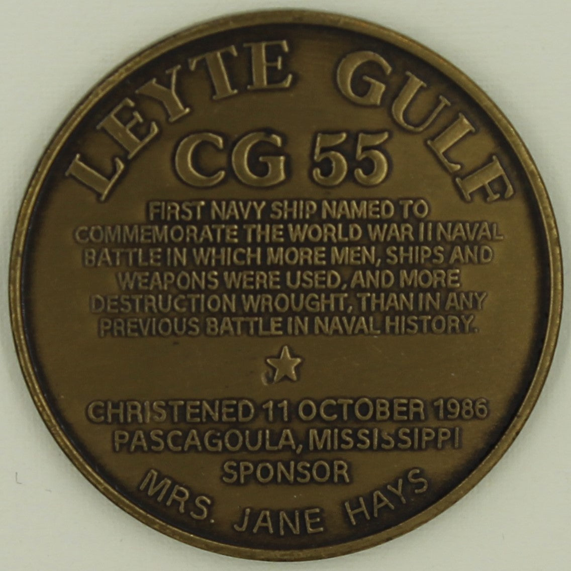 USS Leyte Gulf CG-55 Christened 1986 Navy Challenge Coin – Rolyat ...