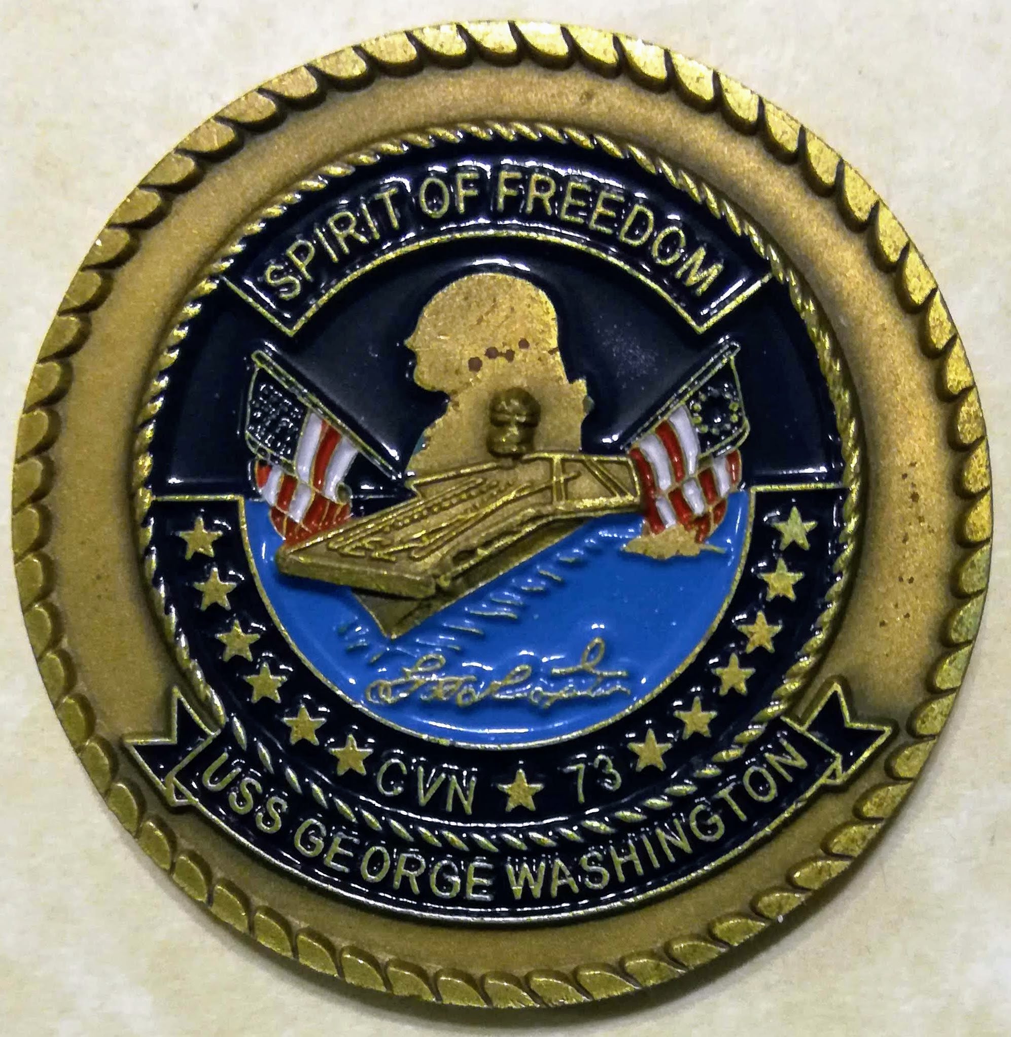 USS George Washington CVN-73 Aircraft Carrier Navy Challenge Coin ...