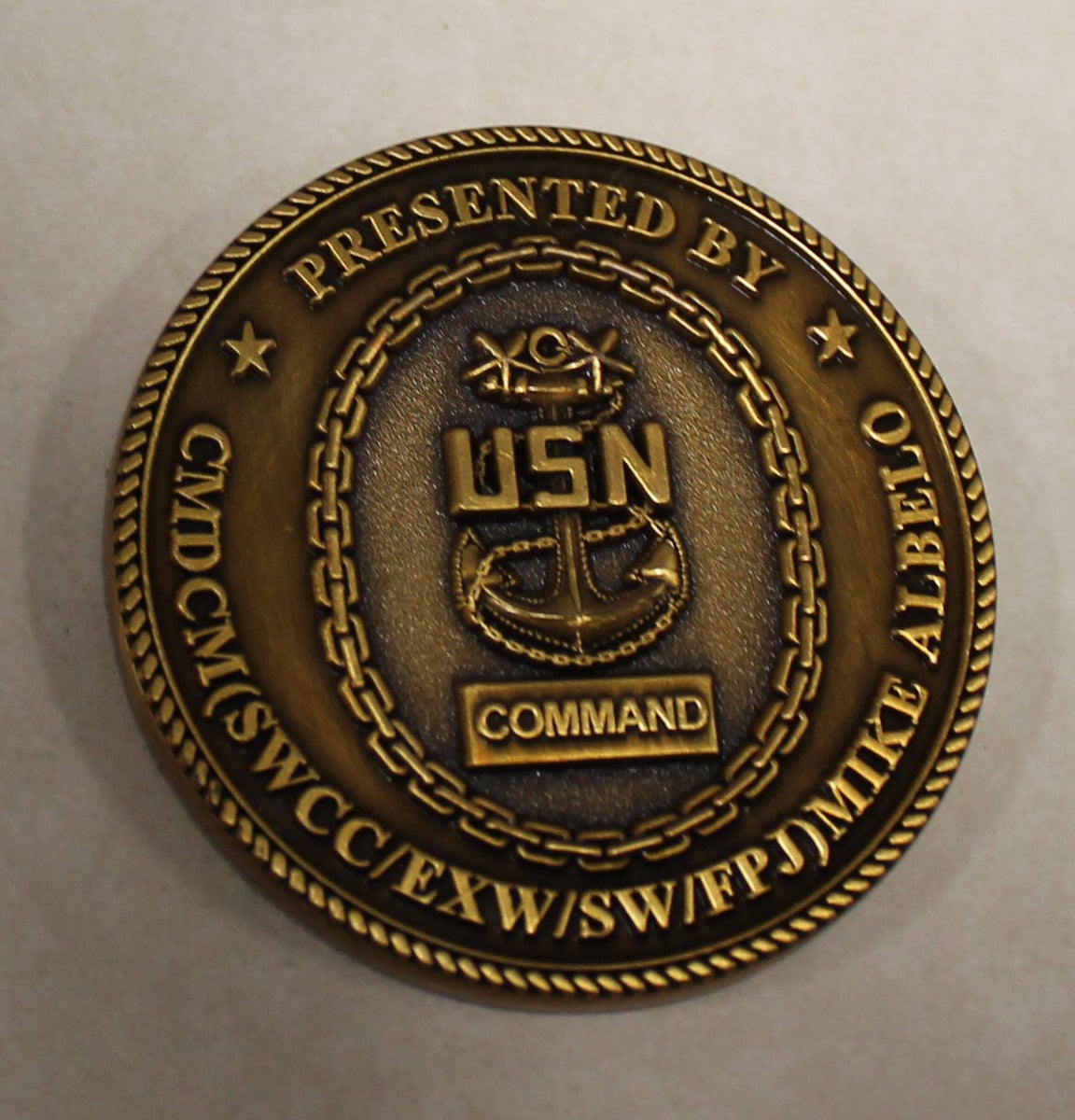 Naval Special Warfare Command CMDCM Master Chief Mike Albelo Bronze Na ...