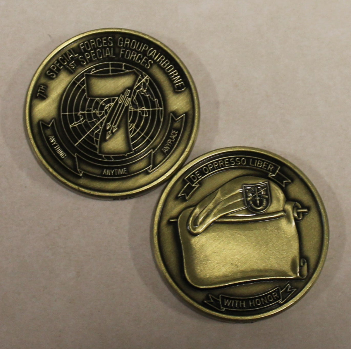 7th Special Forces Airborne Airborne Antique Bronze Finish Army Challe ...