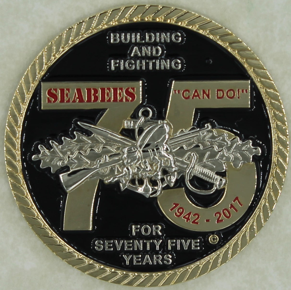 Seabee / CB Fighting and Building 75 Years Navy Challenge Coin – Rolyat ...