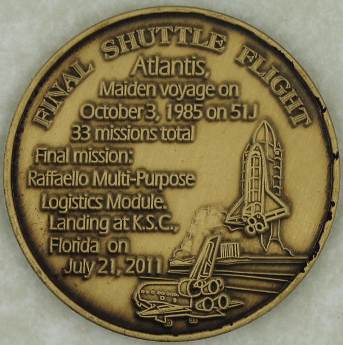 STS-135 Atlantis July 8, 2011 Final Shuttle Flight Coin – Rolyat ...