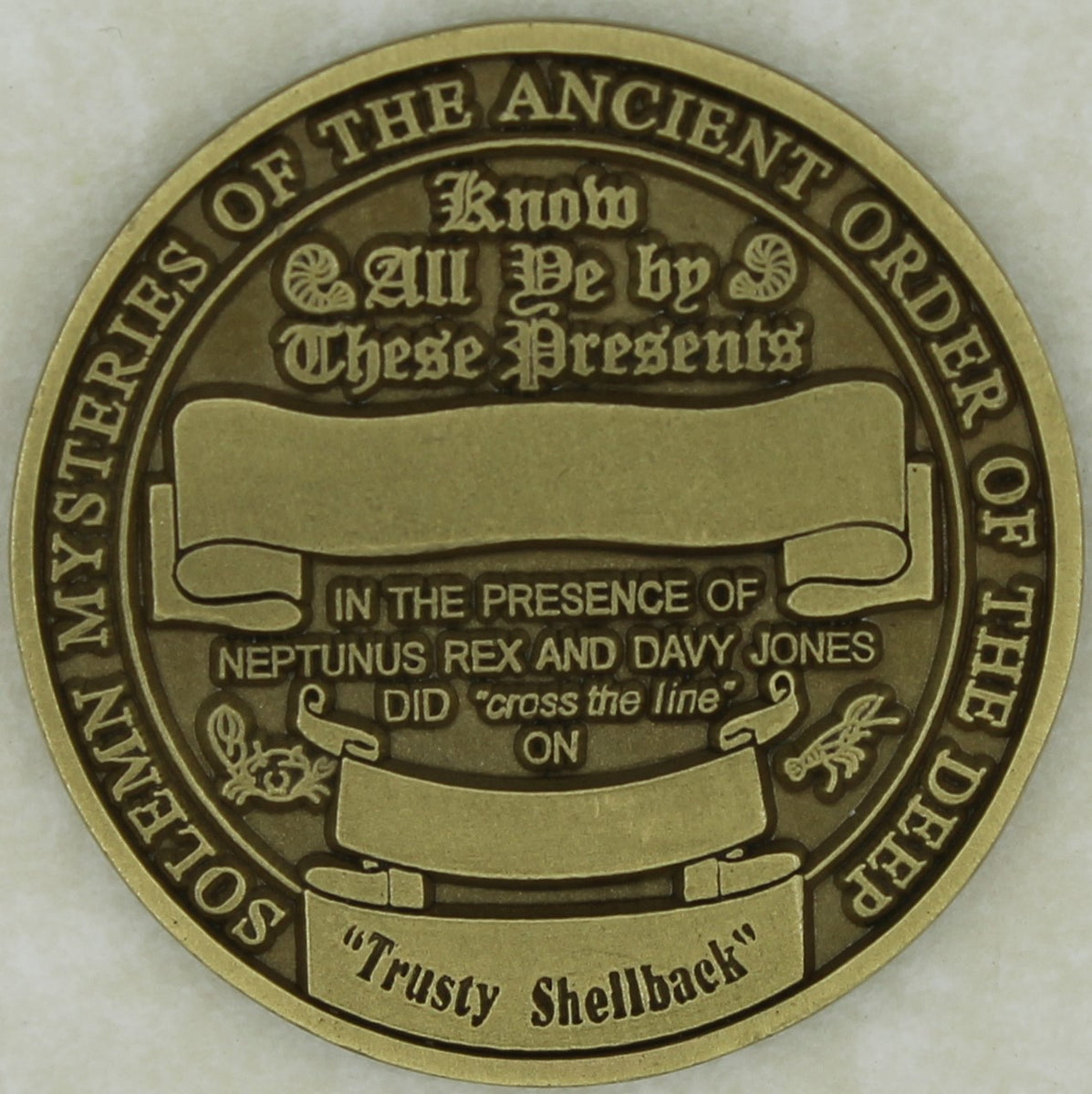 Trusty Shellback Brass Navy Challenge Coin – Rolyat Military Collectibles