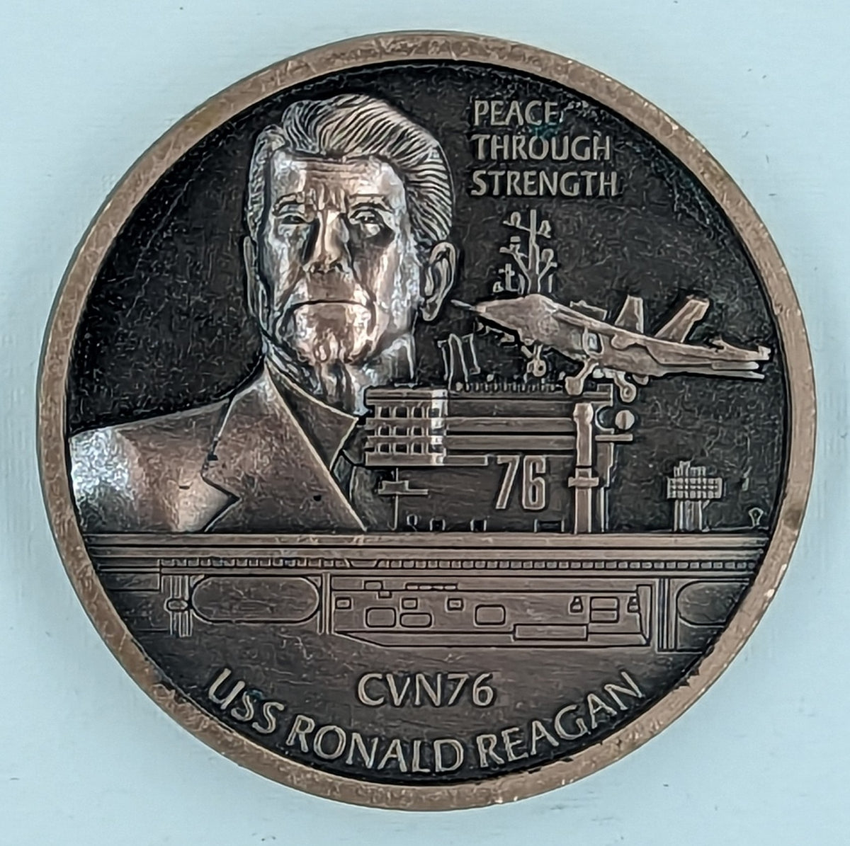 USS Ronald Regan Peace Through Strength Navy Challenge Coin – Rolyat ...